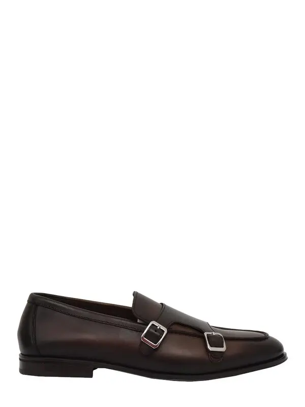 DOUCAL'S Double Buckle Adler Loafers - Brown