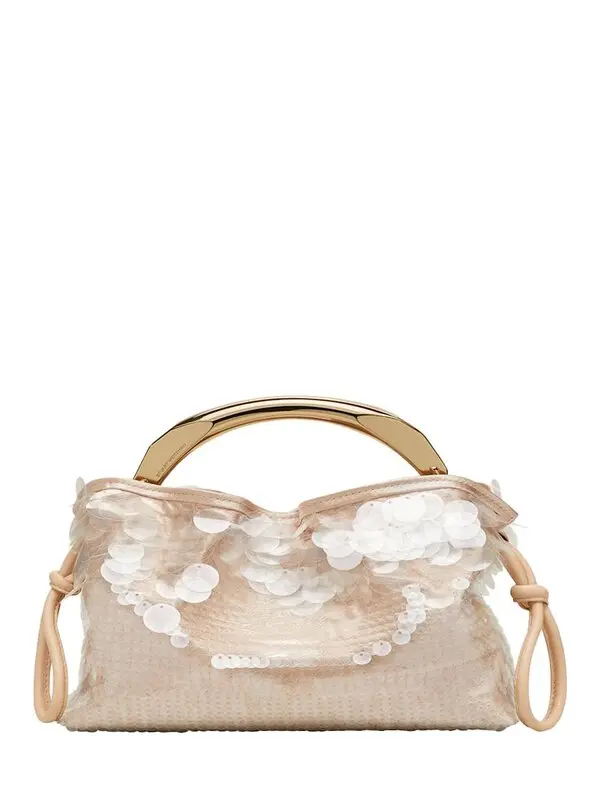 STUART WEITZMAN Mia Arc Mini Sequined Top-handle Bag - Adobe