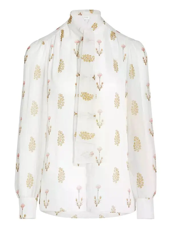 Giambattista Valli Floral Silk Blouse - White