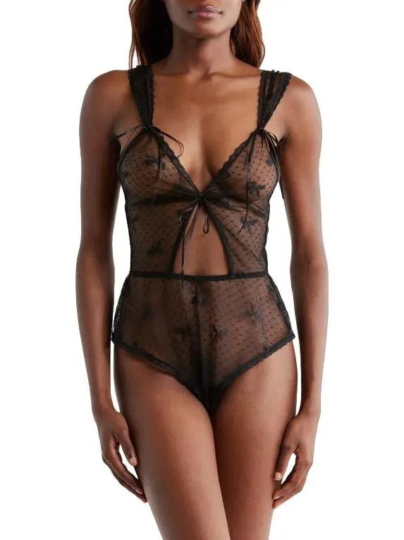 KILO BRAVA Sheer Mesh Teddy - Black