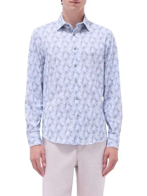 Bugatchi Jimmy Ooohcotton® Palm & Guitar Print Button-up Shirt - Mint