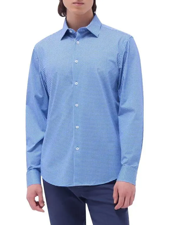 Bugatchi James Ooohcotton® Check Print Button-up Shirt - Classic Blue