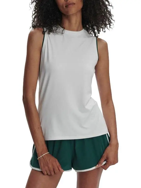 Varley Darton Performance Tank - White/ Forest