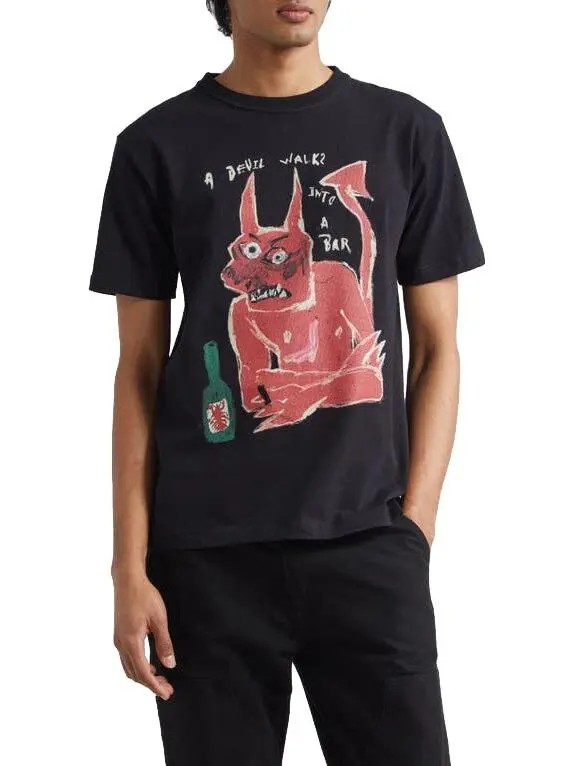 ENDLESS JOY Devils Heavyweight Organic Cotton Graphic T-shirt - Black
