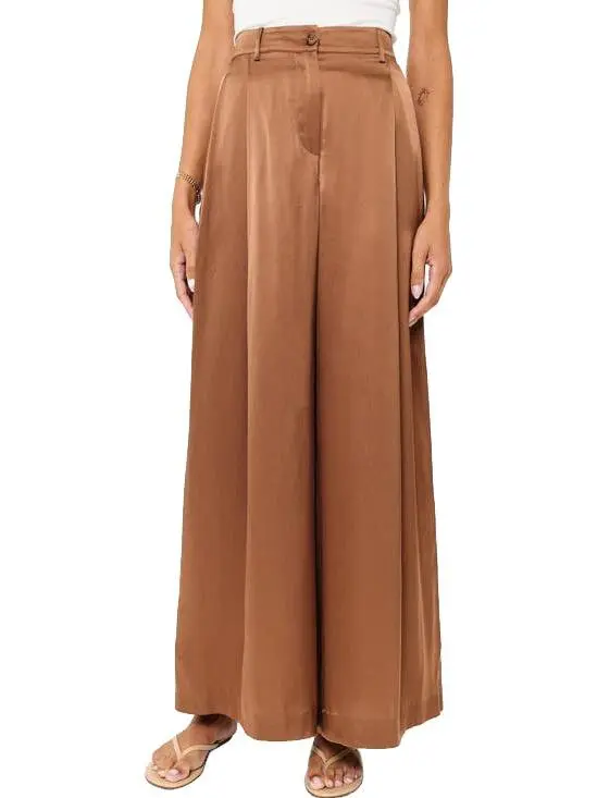 Cami Nyc Fabian High-waist Wide-leg Silk Pants - Carob