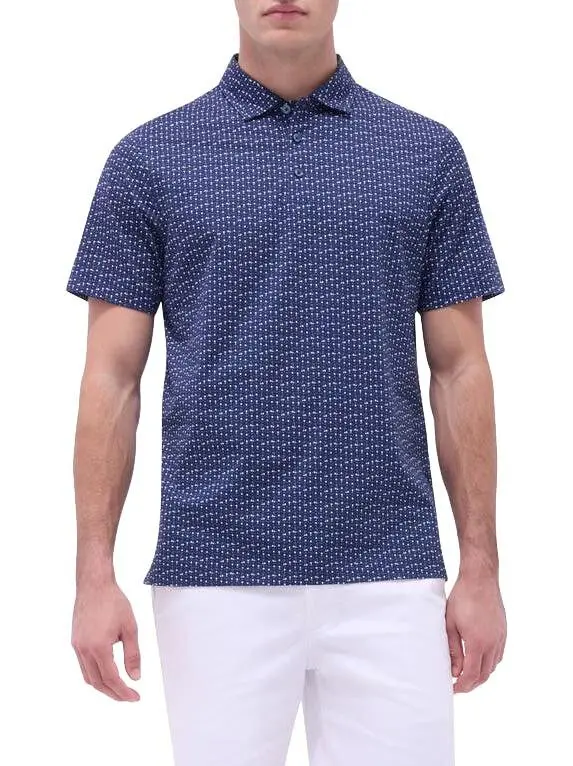 Bugatchi Victor Ooohcotton® Golf Print Polo - Navy