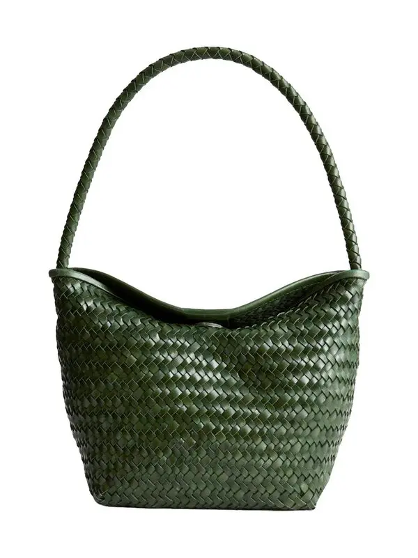 Madewell Handwoven Leather Shoulder Bag - Golf Green