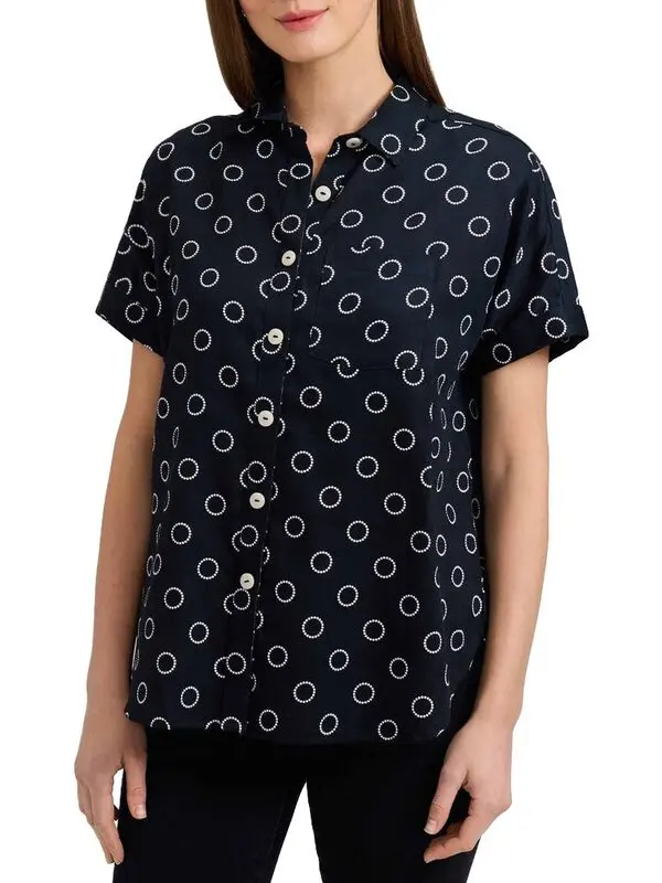 Foxcroft Abigail Printed Cotton Button-up Shirt - Black/ White