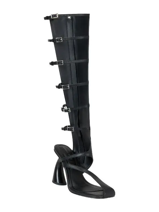 AZALEA WANG Andrius Cutout Buckled Boots - Black