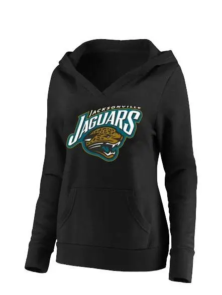 Mitchell & Ness Jacksonville Jaguars Classic Logo V-neck Pullover Hoodie - Black