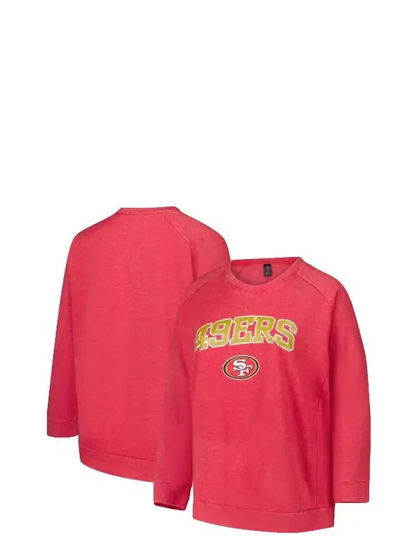 Profile Fanatics San Francisco 49ers Acid Wash Raglan Pullover Sweatshirt - Red