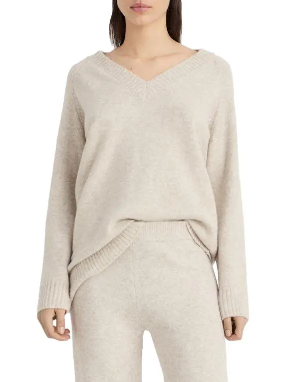 Mango Oversize V-neck Sweater - Beige