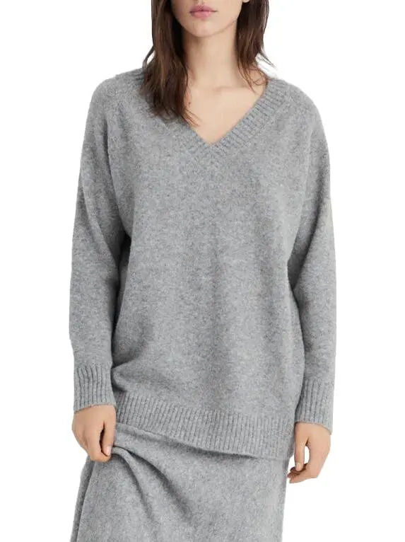 Mango Oversize V-neck Sweater - Grey