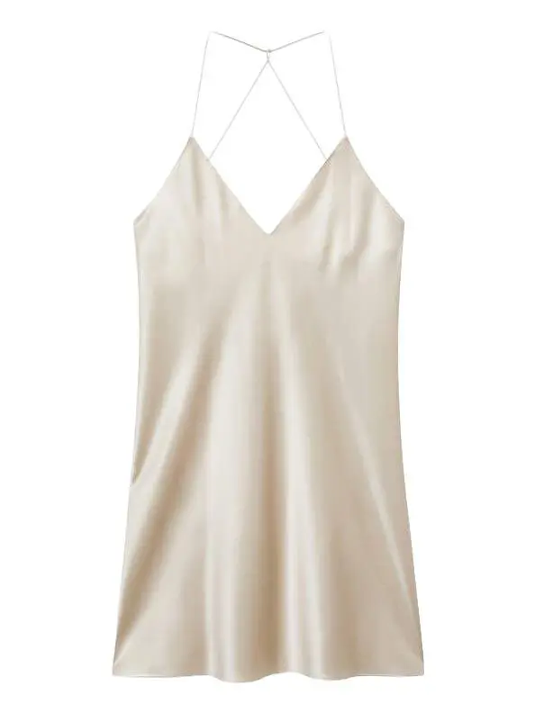 Mango Stretch Silk Nightgown - Light/pastel Grey
