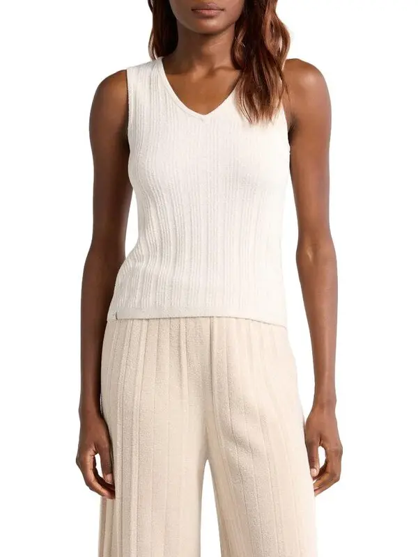 Barefoot Dreams Cozychic Ultra Lite® Rib V-neck Tank - Sand Dune
