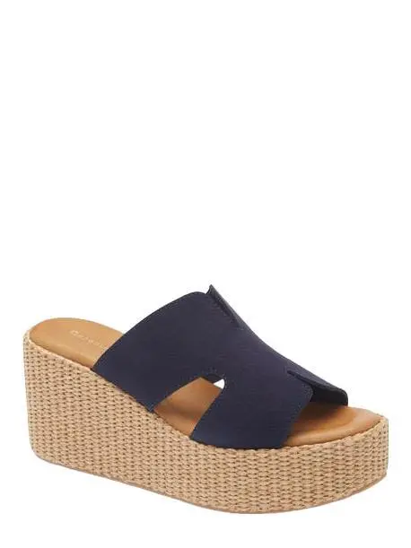CHOCOLAT BLU Jamie Platform Wedge Sandals - Navy Suede