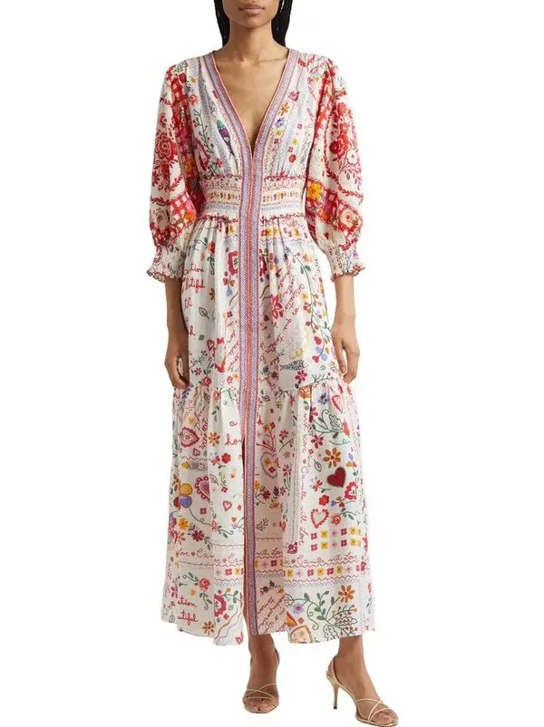 Camilla Shirred Waist Linen Maxi Dress - A Kitsch In Time