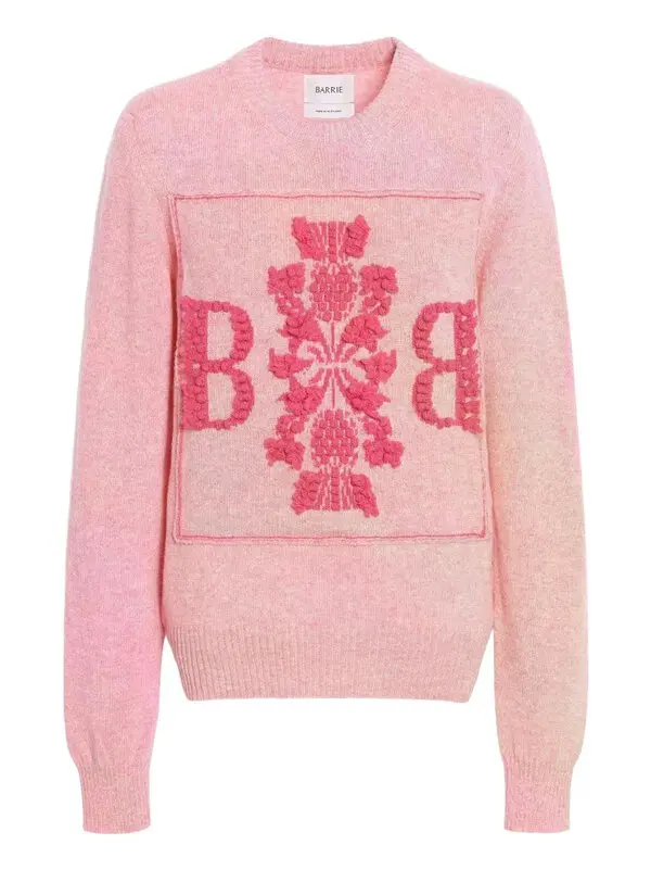 BARRIE 3d Logo Cashmere Sweater - Pink