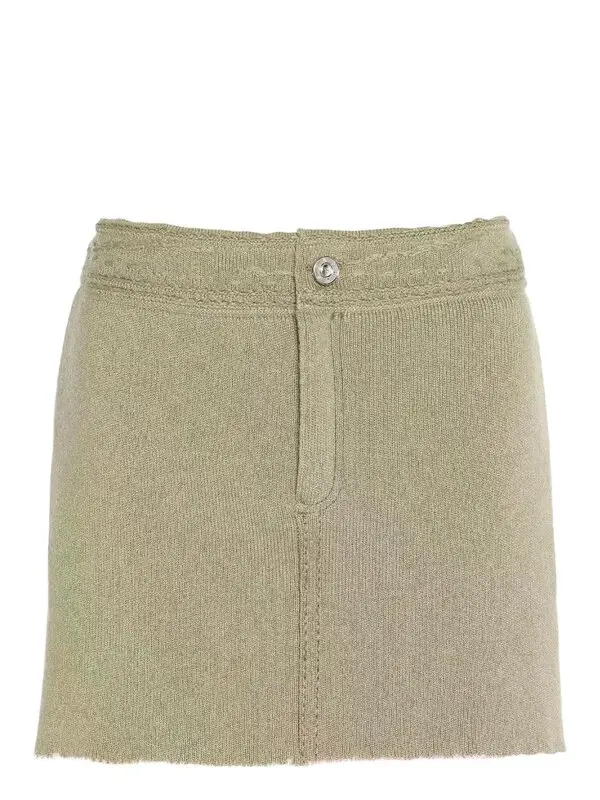 BARRIE Frayed-hem Mini A-line Skirt - Green