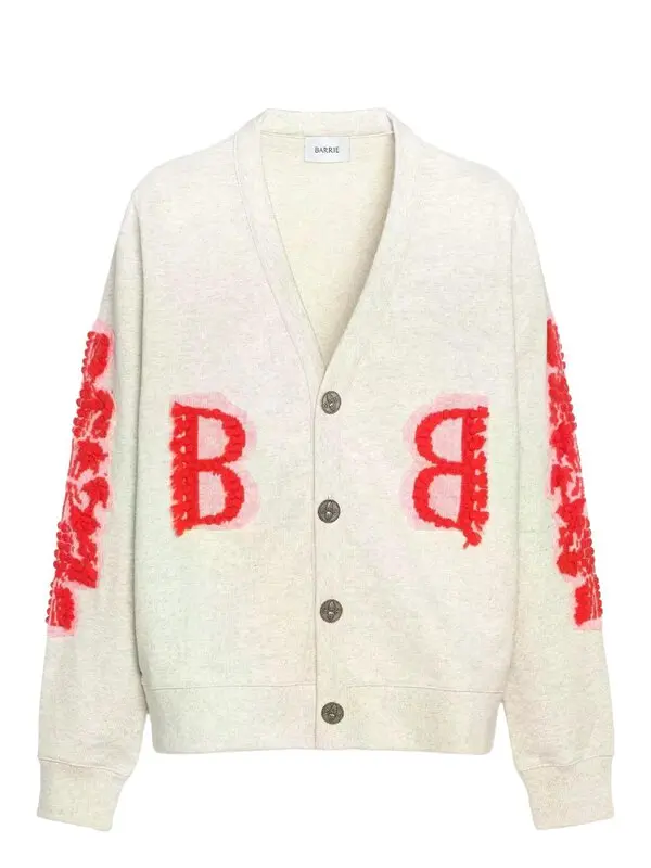 BARRIE Logo-embroidered Cardigan - White