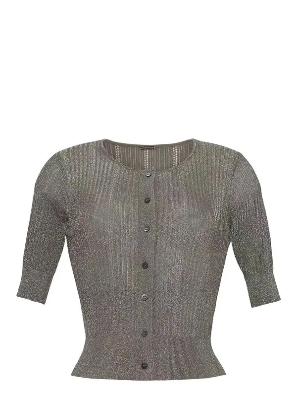 Adam Lippes Metallic Knit Cardigan - Grey