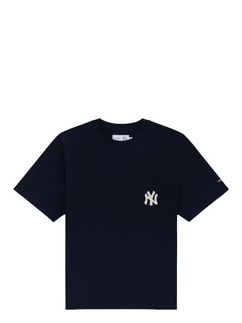 Aimé Leon Dore Yankees Chainstitch Pocket Tee Shirt - Navy Blue