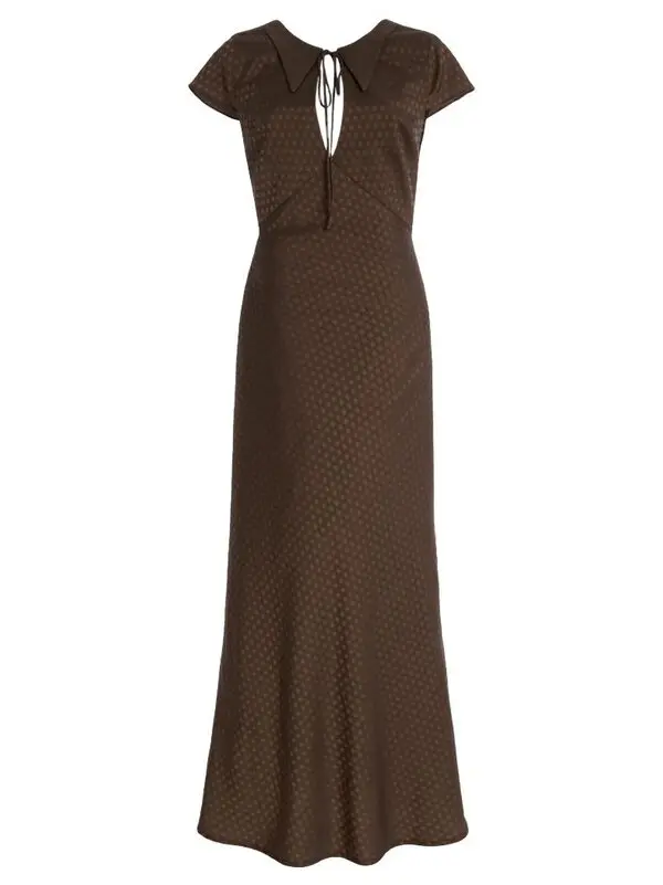 Giuliva Heritage The Cosima Cheked Wool-silk Dress - Brown