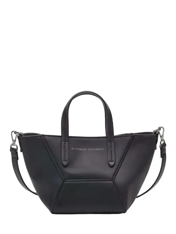 Brunello Cucinelli Bc Duo Mini Leather Tote Bag - Black