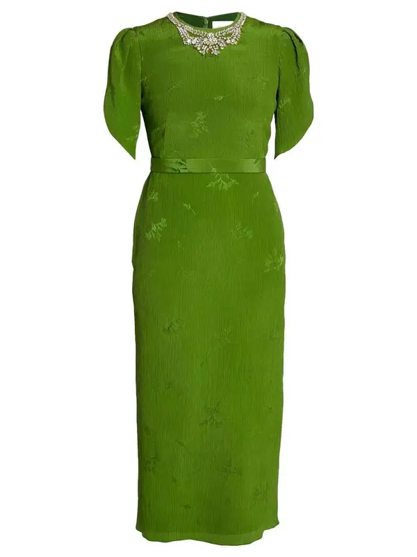 Erdem Puff-sleeve Midi Dress - Green