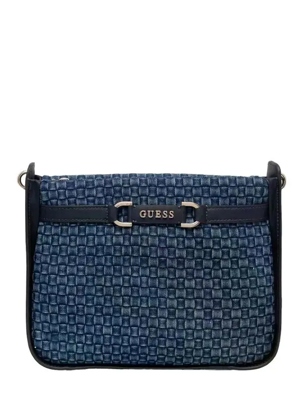 Guess Patterned Jacquard Cross Body Bag - Blue