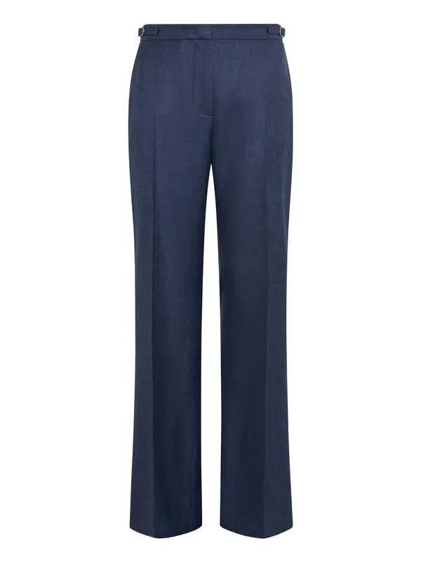 Gabriela Hearst Vesta Flared Pant In Virgin Wool Silk With Linen - Denim