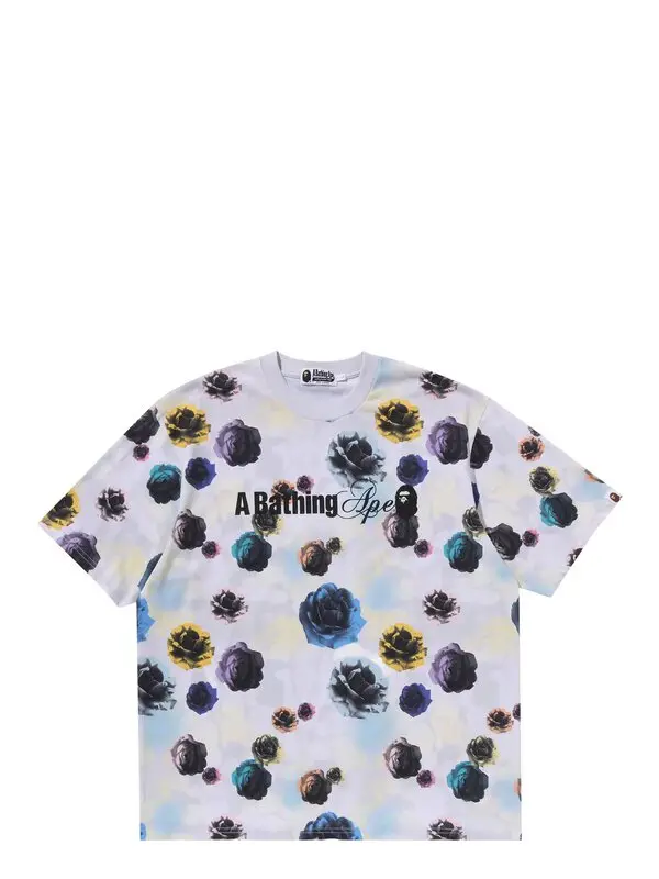 A BATHING APE Floral Camo Logo Relaxed Fit Tee - Cream
