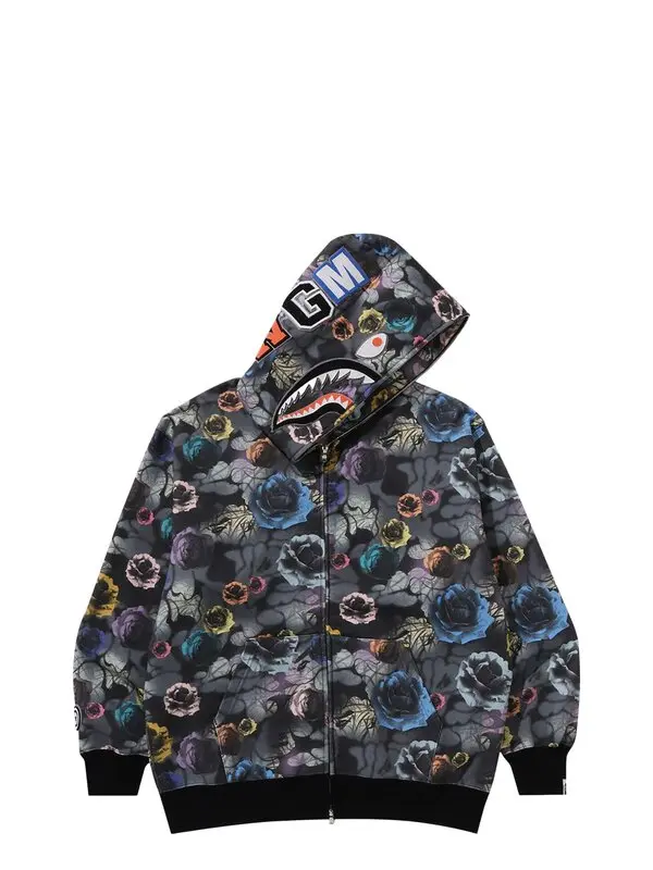 BAPE Floral Camo Shark Relaxed Fit Full Zip Hoodie - Multicolor