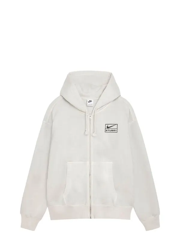 Nike X Stussy Stone Washed Fleece Zip Hoodie 'light Bone - Cream