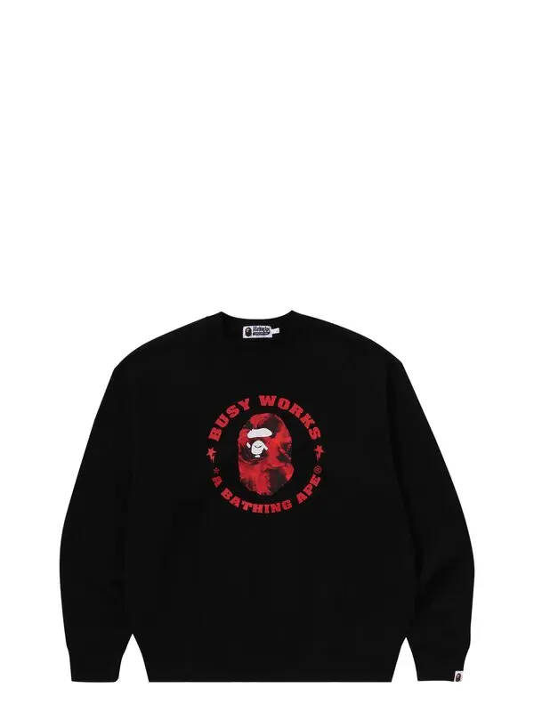 BAPE Floral Camo Busy Works Relaxed Fit Crewneck Sweatshirt - Black