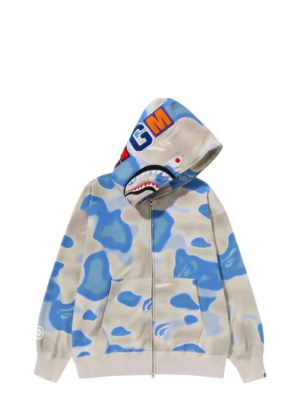 BAPE Liquid Camo Shark Relaxed Fit Full Zip Hoodie - Blue
