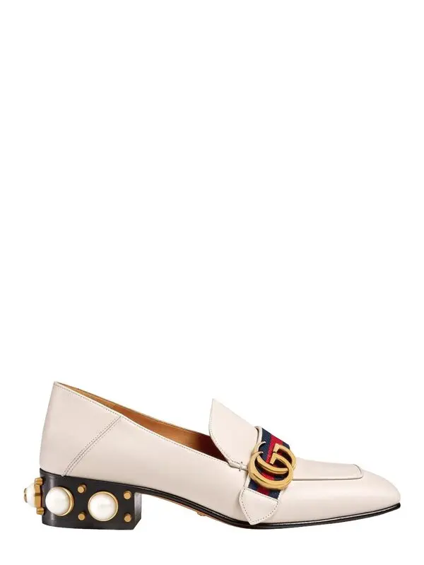 Gucci Leather Mid-heel Loafer - White