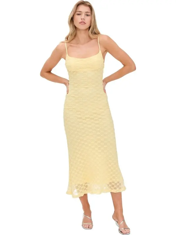 Bardot Adoni Mesh Midi Dress - Canary Yellow