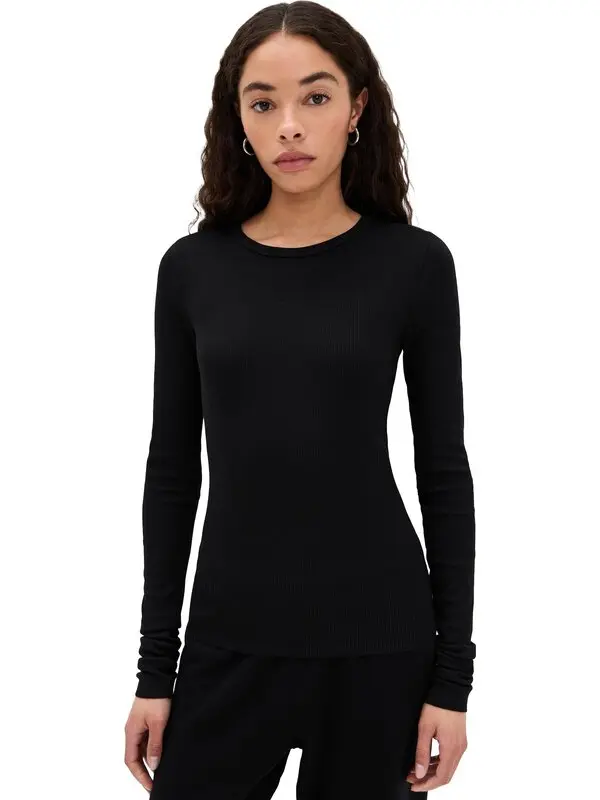 Eterne Long Sleeve Fitted Top - Black