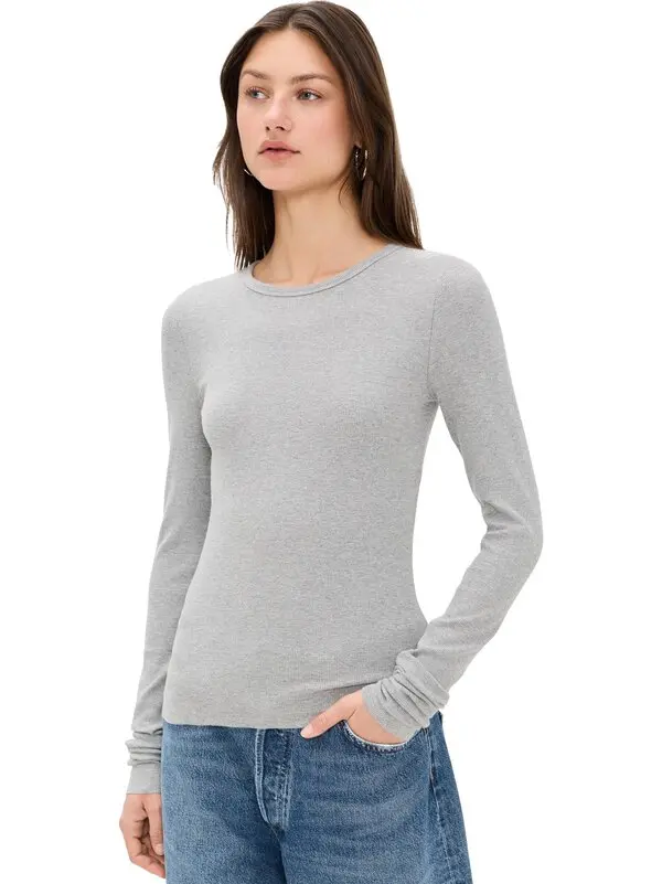 Eterne Long Sleeve Fitted Top - Heather Grey
