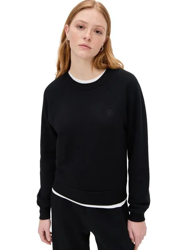 Eterne Shrunken Raglan Fleece Sweatshirt - Black