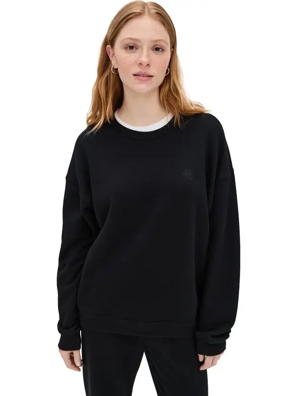 Eterne Oversized Crewneck Fleece Sweatshirt - Black