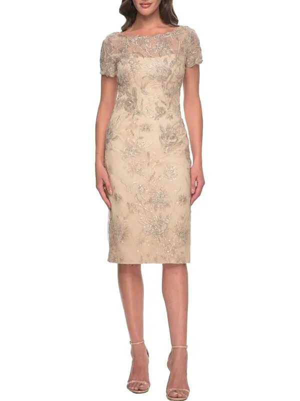 LABOMME Beaded Evening Dress - Champagne