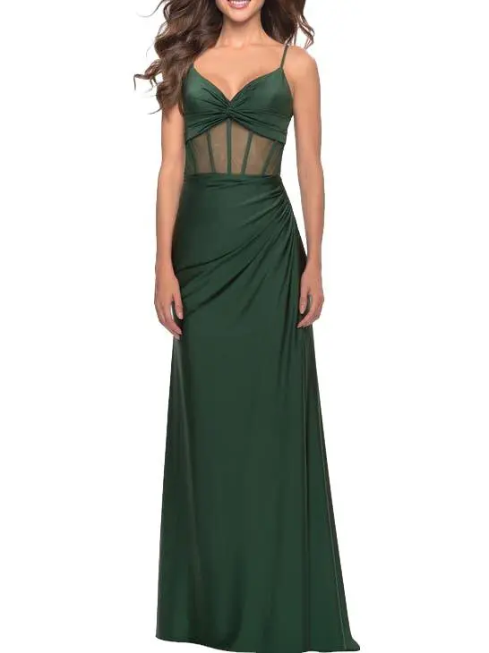 LABOMME Illusion Bodice Gown - Emerald