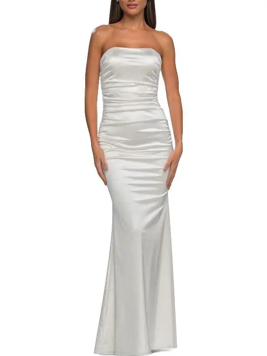 LABOMME Strapless Liquid Jersey Gown - White