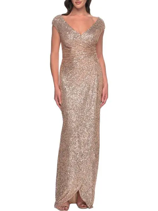 LABOMME Sequin Evening Dress - Rose Gold