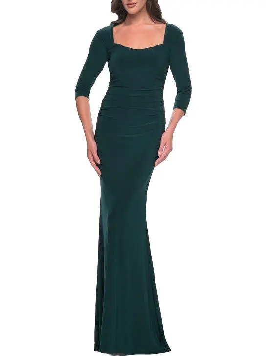 LABOMME Long Jersey Evening Dress - Hunter Green