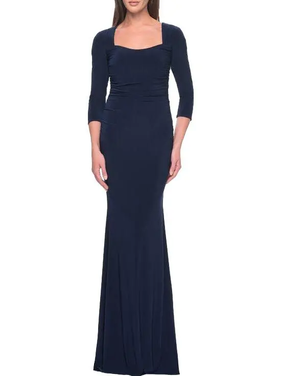 LABOMME Long Jersey Evening Dress - Navy
