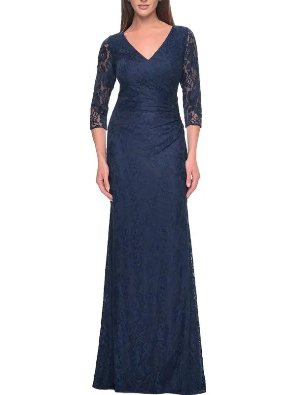 LABOMME Stretch Lace Evening Gown - Navy