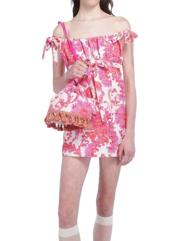 Anna Sui Arabesque Linen Mini Dress - Corel Multi